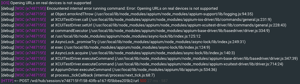 iOS Simulator: Error opening URLs on real devices is not supported - Issues/Bugs - Appium Discuss
