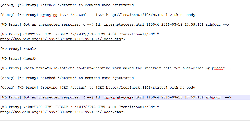 [WD Proxy] Got an unexpected response: