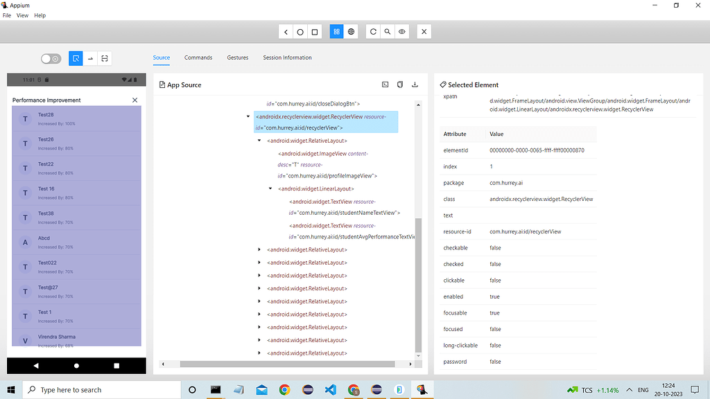 I need to scroll recyclerview, which contains student name and student ...