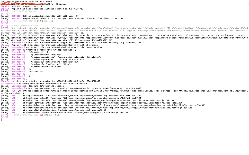 Getting error In Mac when running appium from terminal Getting error In Mac when running appium from terminal