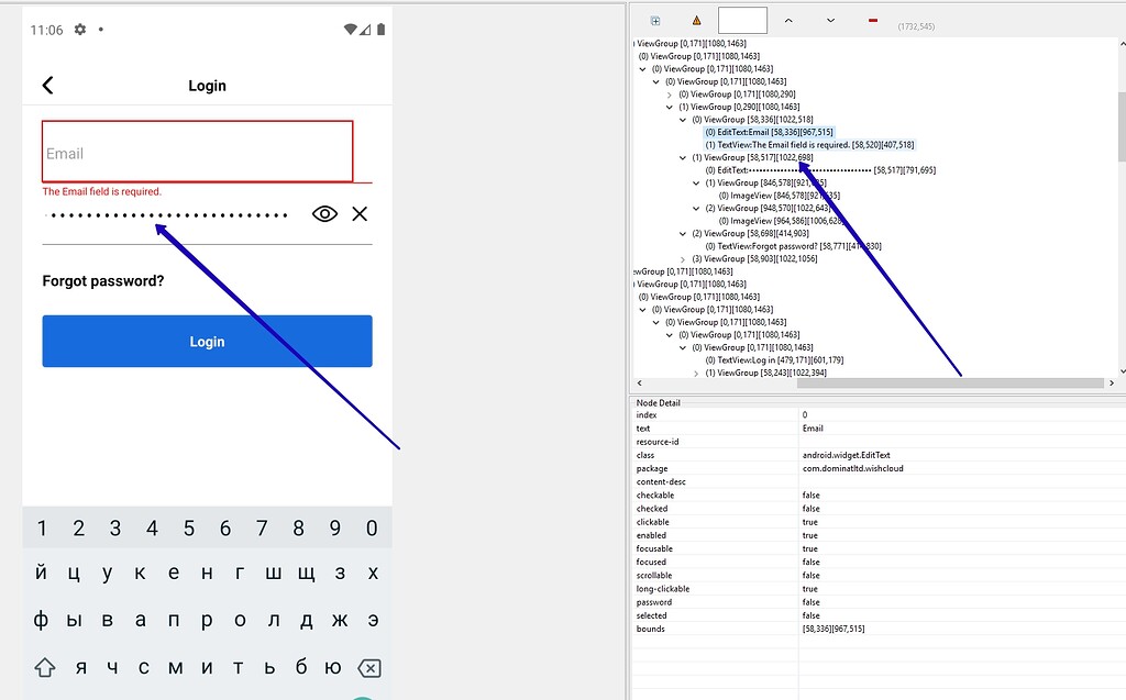 Good day! How can I get the EditText error locator? In UiAutomateview, I see the locator display ...