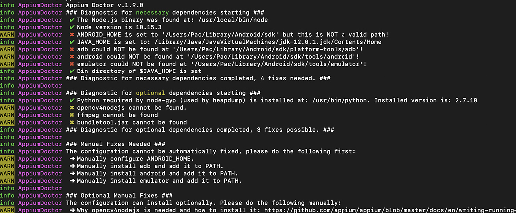 Throwing error ANDROID_HOME is not set - Support - Appium Discuss