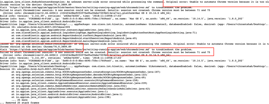 Chrome version 76 issue - Issues/Bugs - Appium Discuss