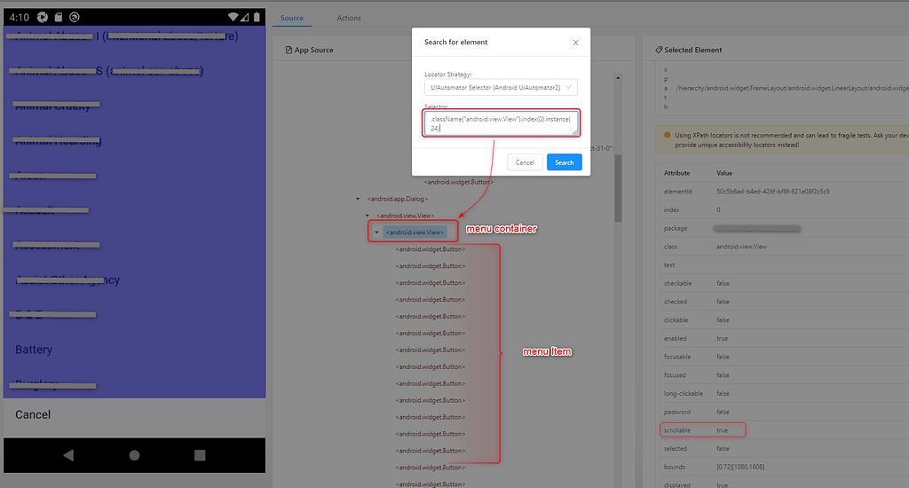 Unable to Scroll intoview - Support - Appium Discuss