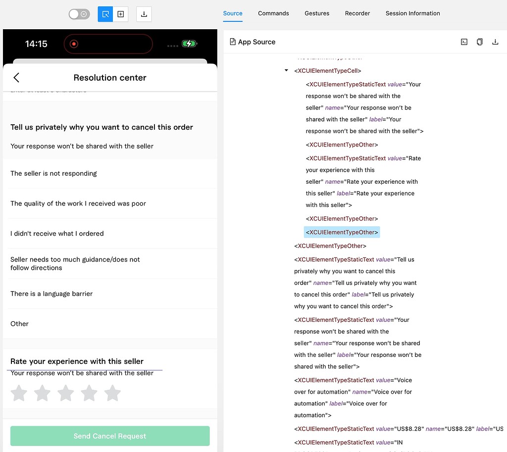 Unable to inspect star icon IDs in Appium Inspector - Support - Appium Discuss
