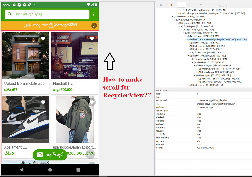 Scroll RecyclerView with loop - Support - Appium Discuss