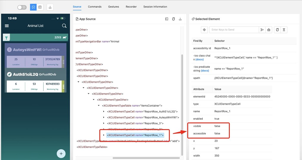 iOS - Hidden rows are present on App Source - Issues/Bugs - Appium Discuss