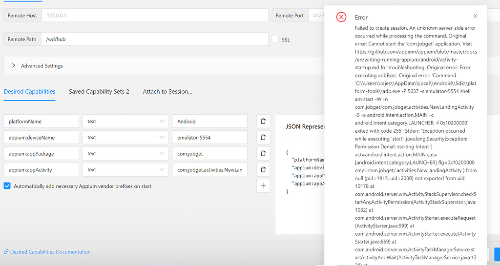 Appium Inspector Error - Support - Appium Discuss