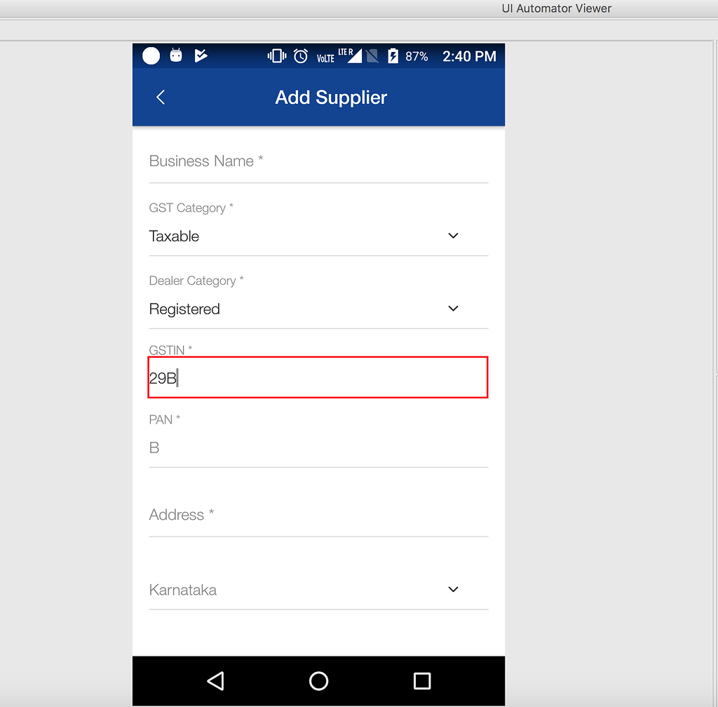 Not able to send keys through element.sendkeys() Since there is an api call in the textbox ...