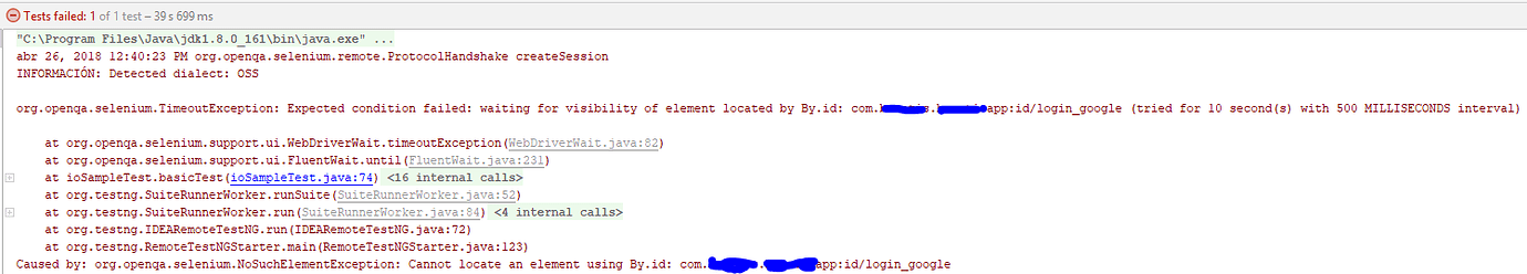 Caused by: org.openqa.selenium.NoSuchElementException: Cannot locate an element using By.id: com ...