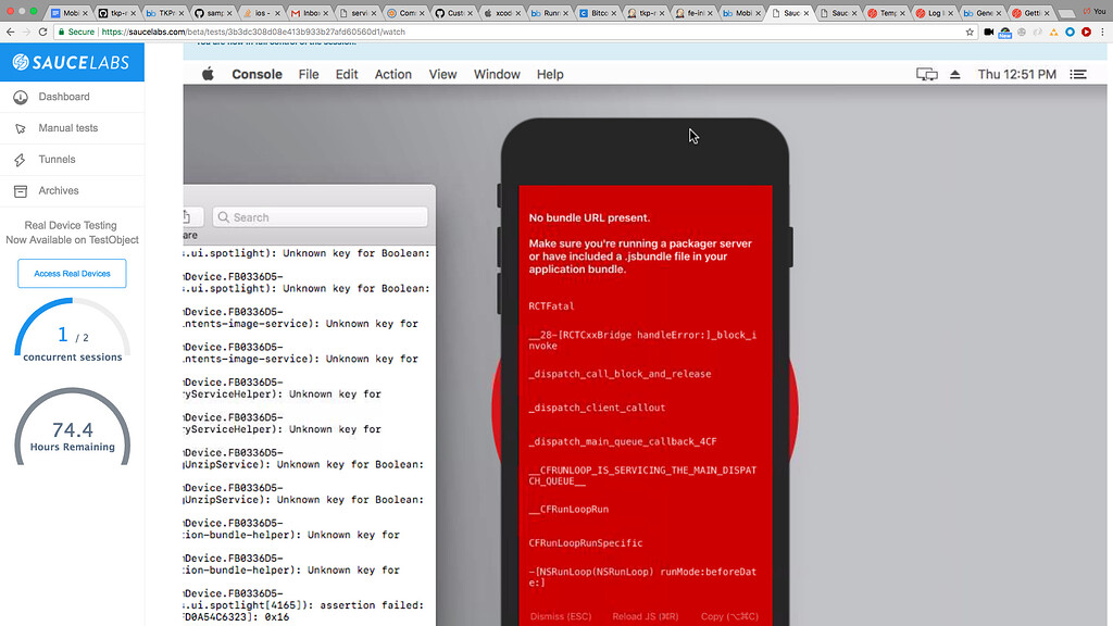 React-native error 'No bundle URL present' when iOS app is opened in iOS / iPhone VM - Issues ...