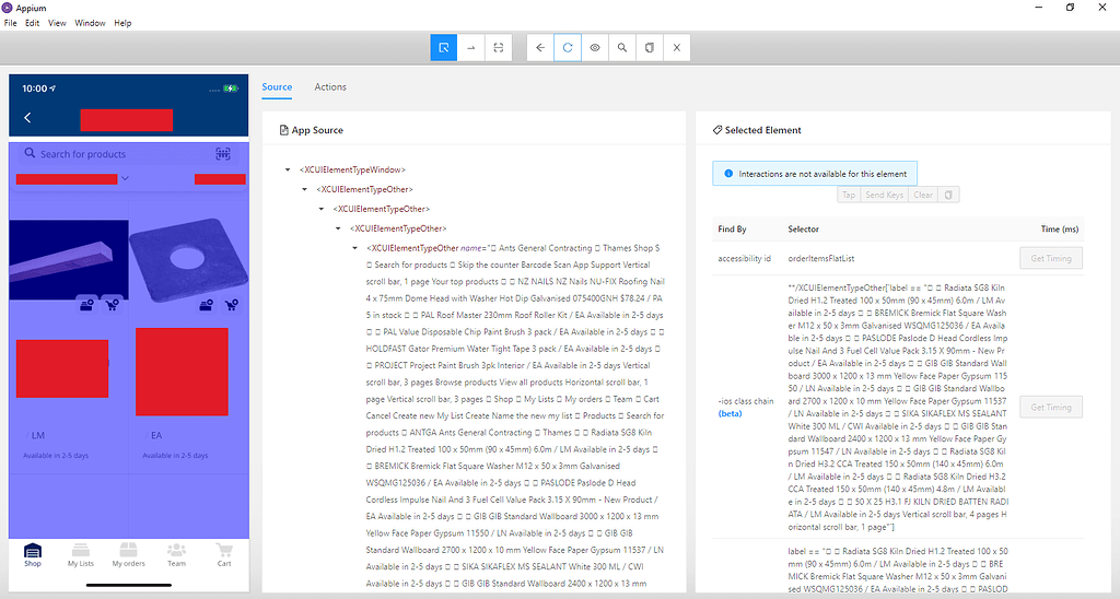 Unable to capture the element in iOS devices in Appium Full screen is getting inspected - Issues ...