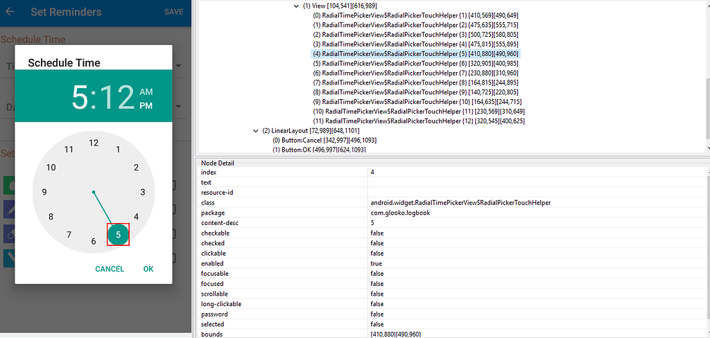 How can i select the time in radial time watch - Issues/Bugs - Appium Discuss