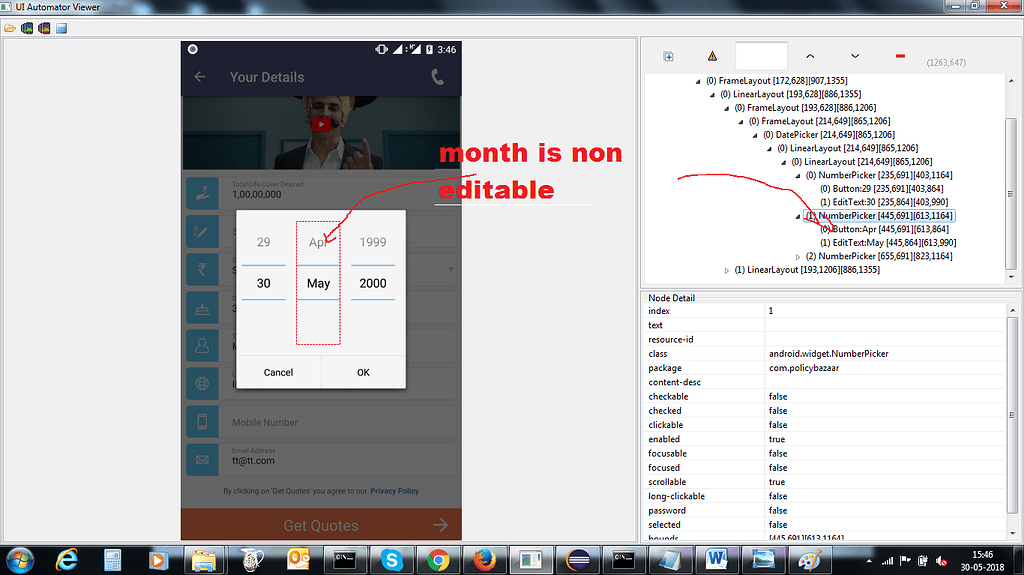 How to select value from datepicker in native android app using appium ...