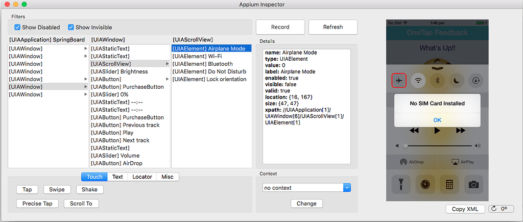 Unable to Find the element in control center of iOS real device - Issues/Bugs - Appium Discuss