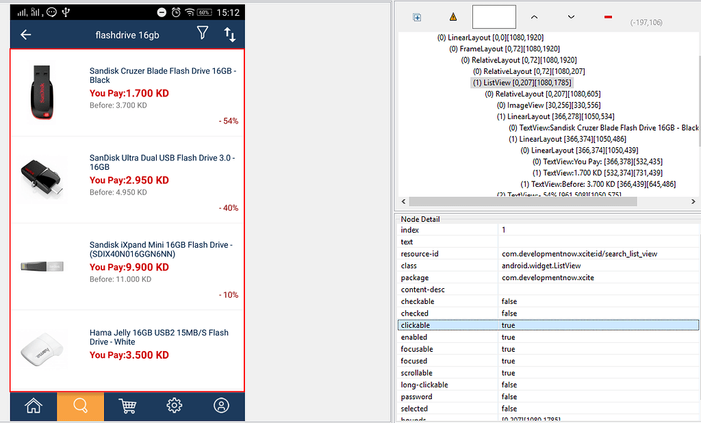 Unable to click/tap on ListView items which has attribute clickable false in Appium, Selenium 3 ...