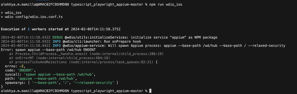Could not launch the iOS app due to Error: spawn appium --base-path /wd ... Could not launch the iOS app due to Error: spawn appium --base-path /wd ...