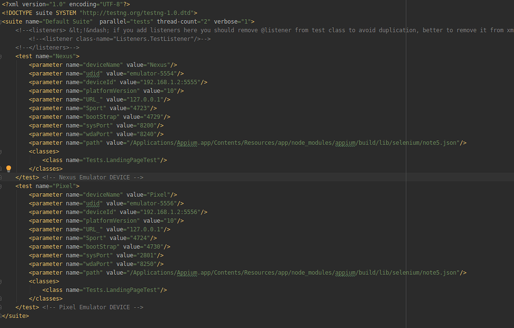 Unable To Run Parallel Test For Native Android App Programatically