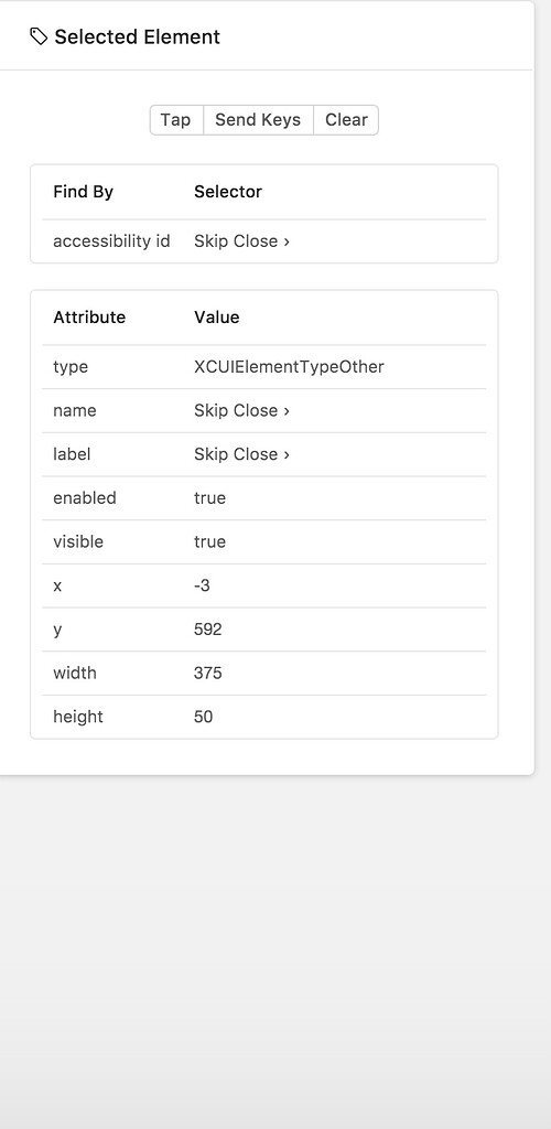 How to click on Close - React Native App - Inspector selecting complete dock area - Support ...