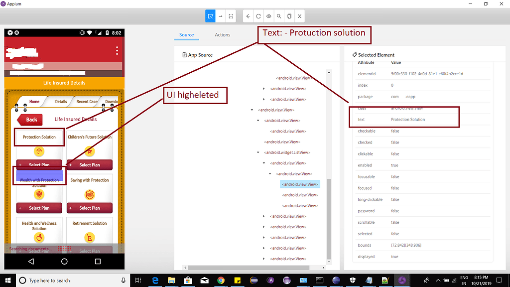Appium Ui Is Not Visible Properly For The Apk Android Support