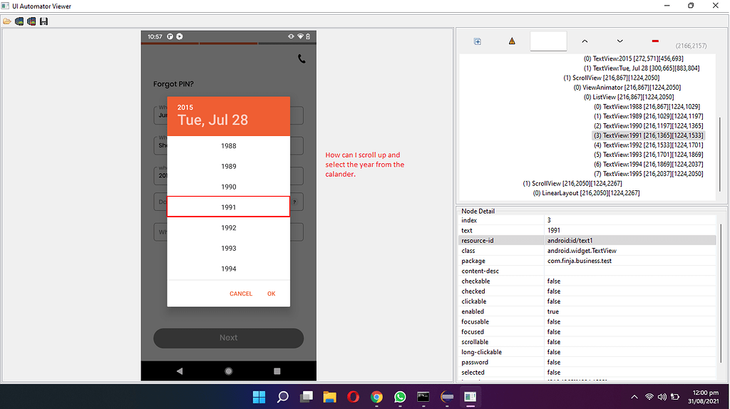 How can I scroll up and select the year from the calendar - Issues/Bugs - Appium Discuss
