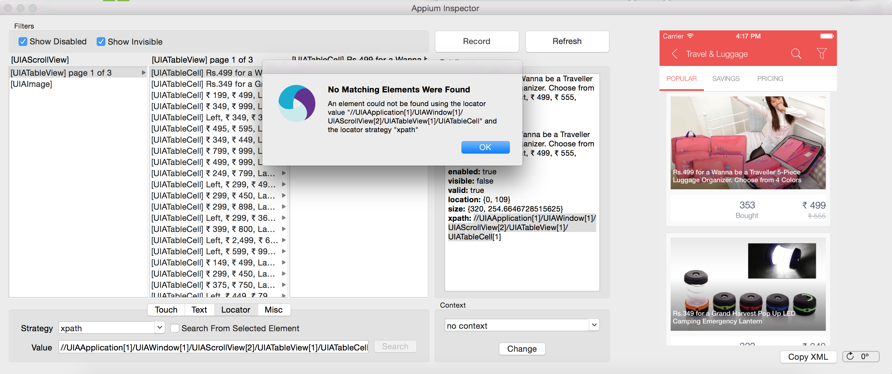 XPATH not able to find elements in appium inspector for ios app (ios 8. ... XPATH not able to find elements in appium inspector for ios app (ios 8. ...
