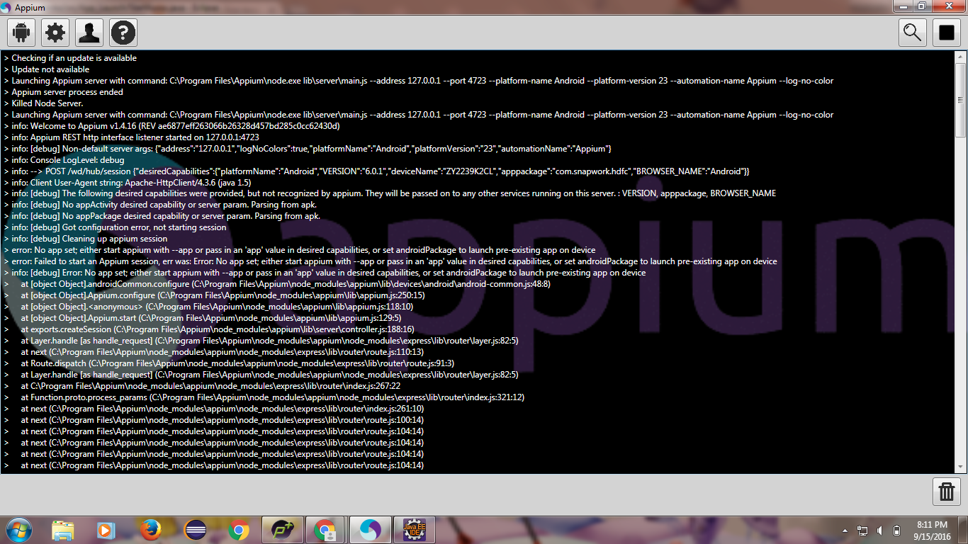 Getting error while executing script on real android device - Issues ... Getting error while executing script on real android device - Issues ...